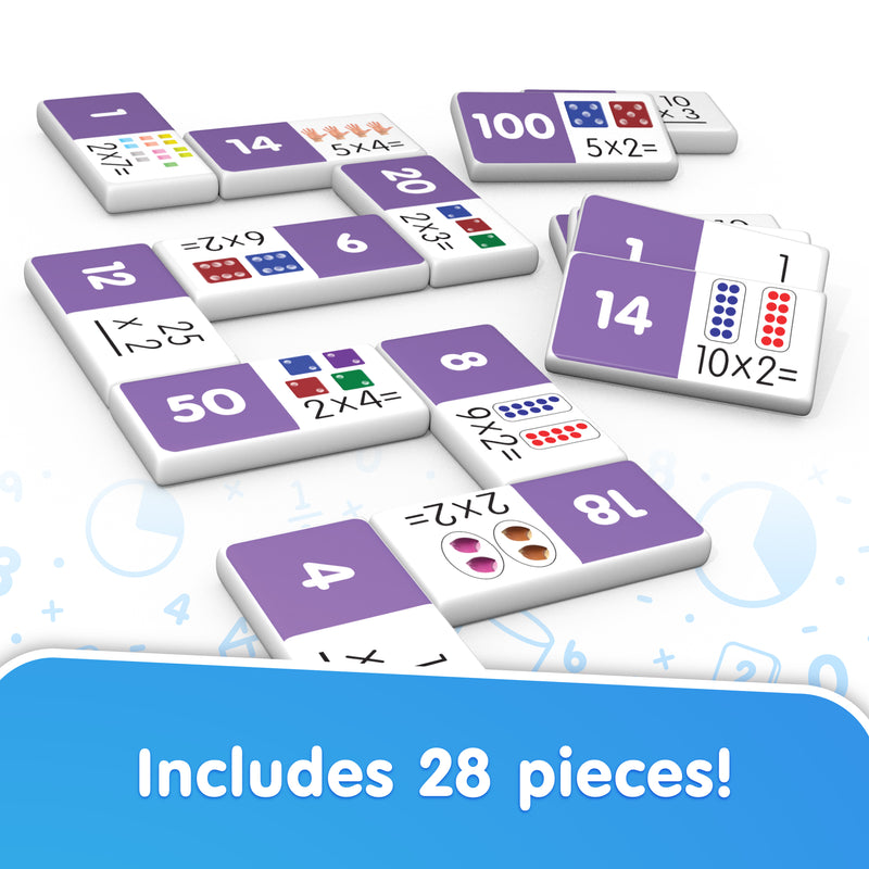 Multiplication Dominoes, 28 Pieces, Ages 7-9, Math Skills, Grade 2-3 ...