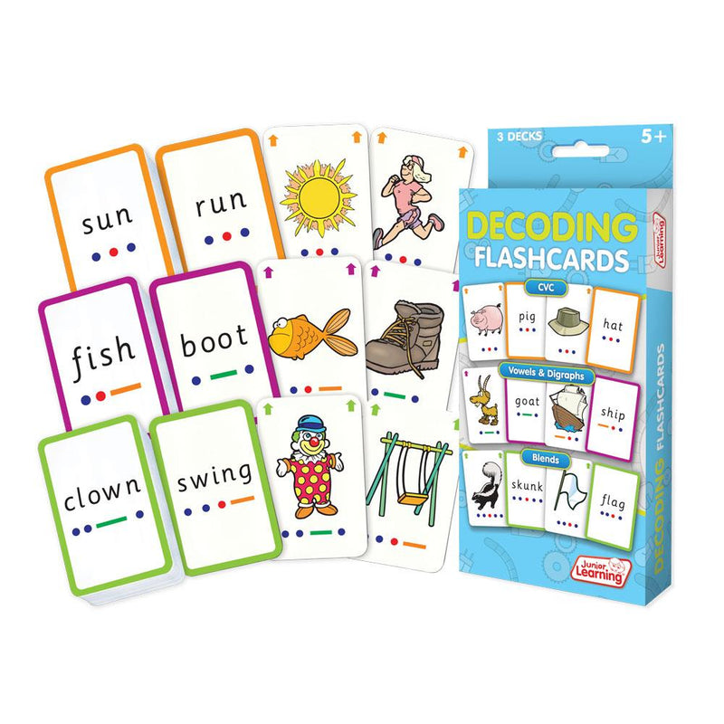 Decoding Flashcards: Decoding and Language Skills, Ages 5+, Grades K-1 ...